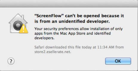 Error: "The application can't be opened because it is from an ...