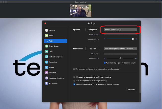 Wirecast Mac OS: How to capture audio from Zoom using iShowU