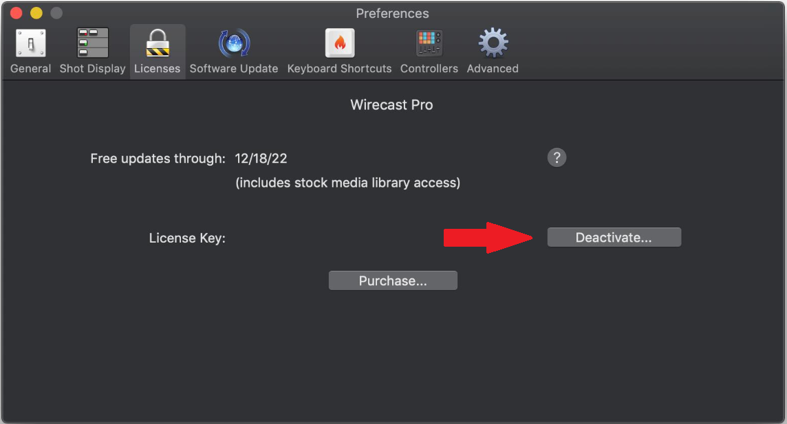 Wirecast: Activate and Deactivate on Mac