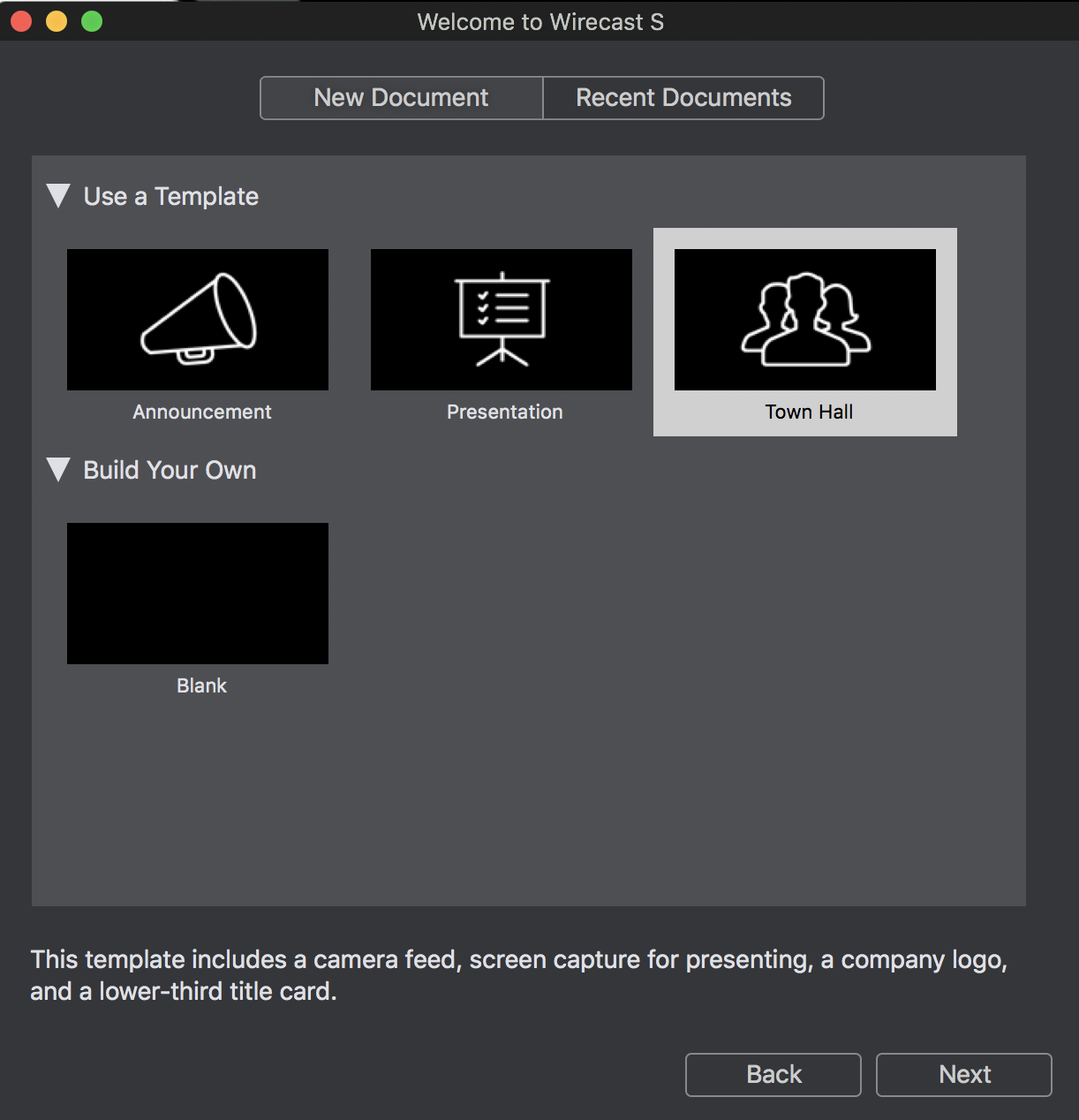Wirecast S: Configure Town Hall