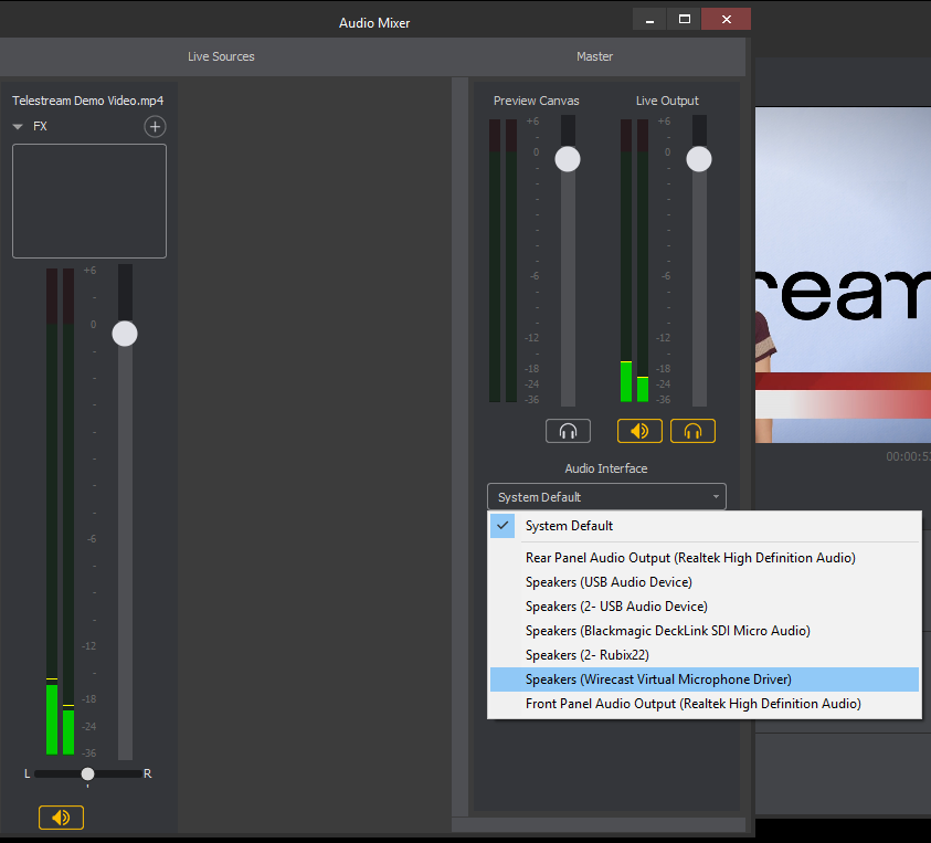 Wirecast: How to monitor Wirecast audio while outputting Wirecast ...